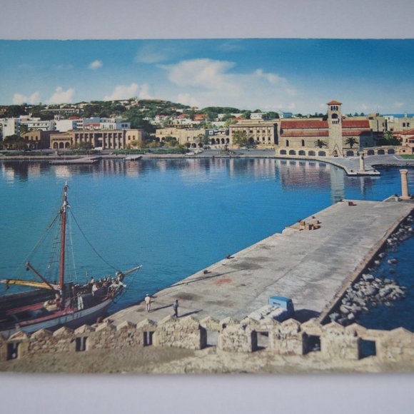 Office | Vintage Unused Postcard Rhodes View Of The Harbour Not Posted ...